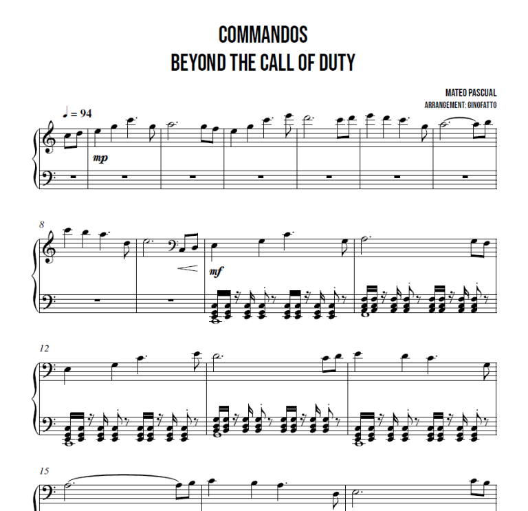 Commandos: beyond the call of duty – Piano Sheets GB