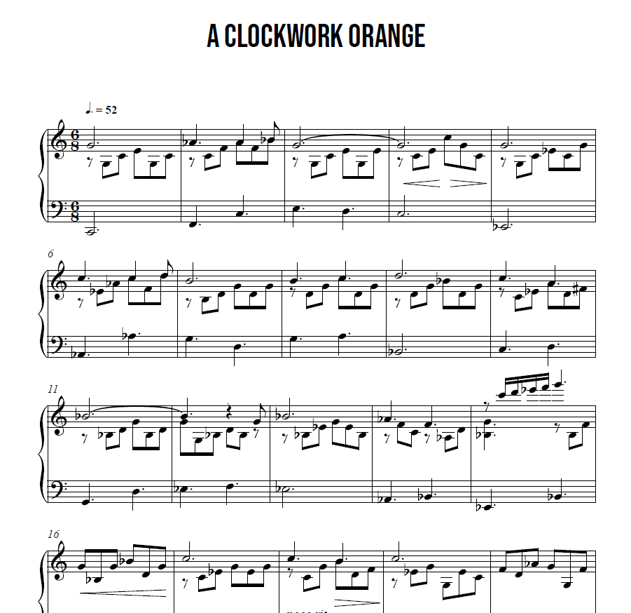 A clockwork orange – Piano Sheets GB